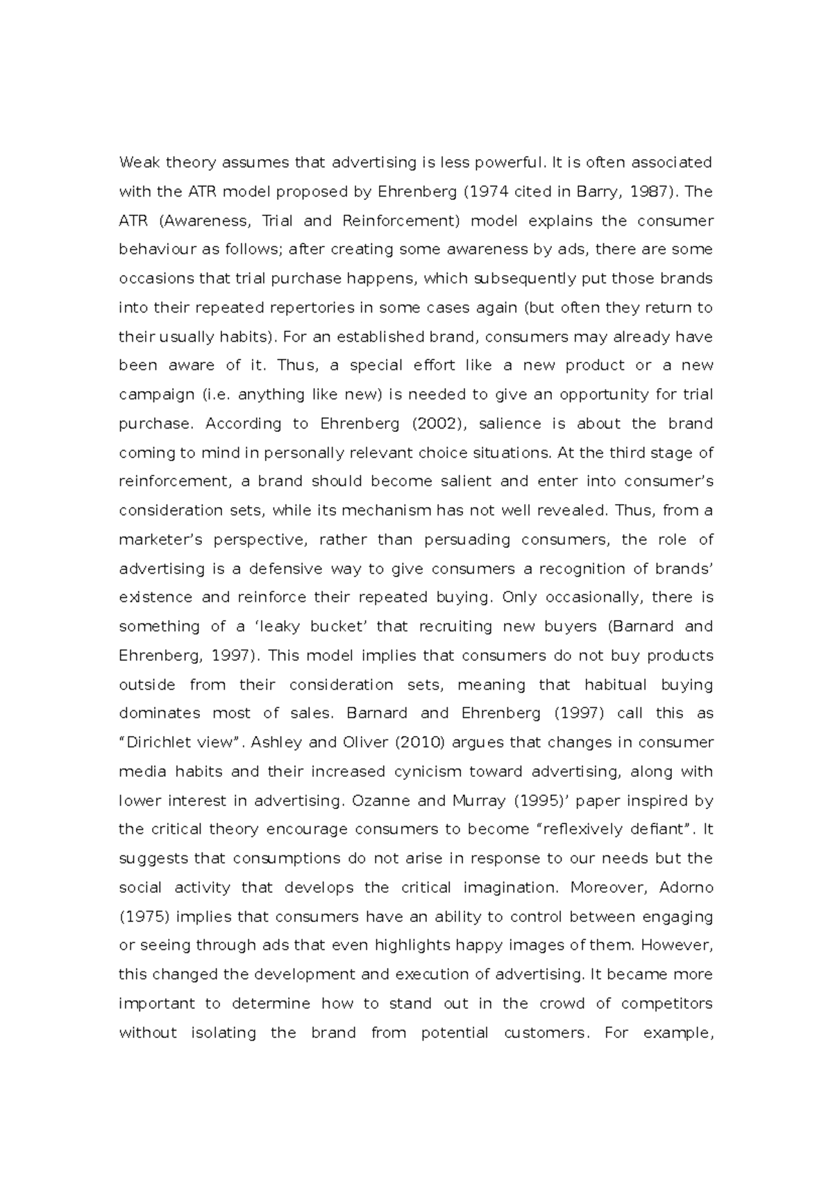 Weak theory - It is often associated with the ATR model proposed ...