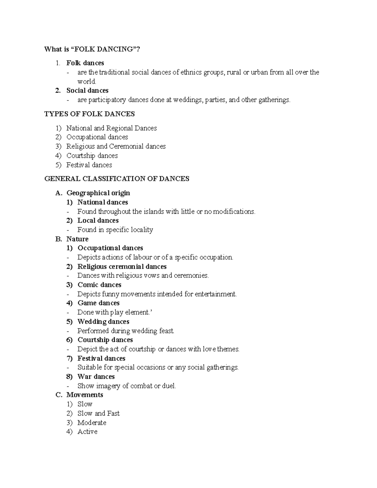 Folk Dance - Lecture notes 1, 3, 10 - What is “FOLK DANCING”? Folk ...