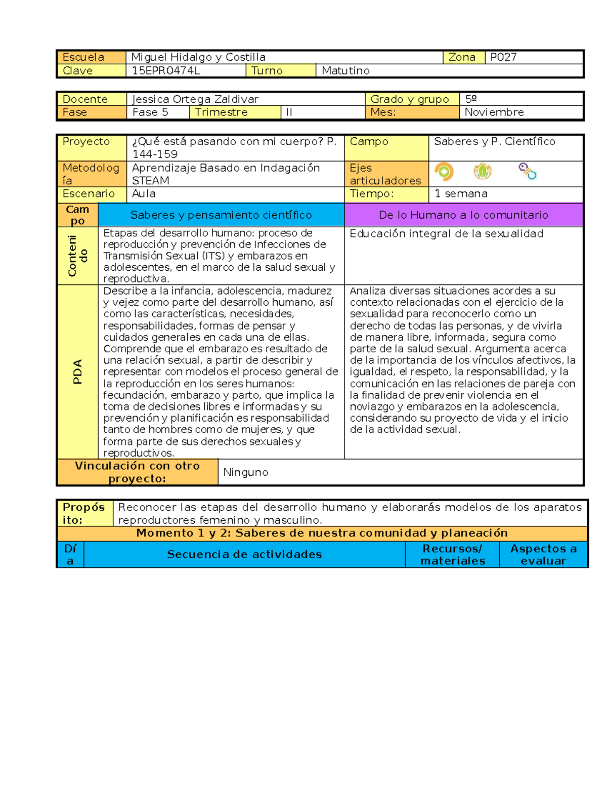 5° Proyecto Saberes: ¿Qué Está Pasando con Mi Cuerpo? - Fase 5 - Studocu