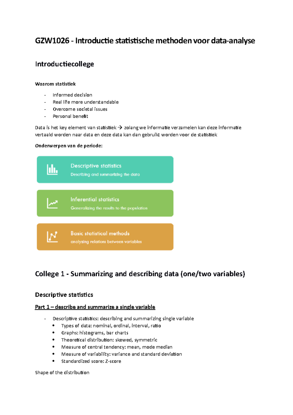 P6 Colleges - introductie statistische methoden voor data-analyse ...