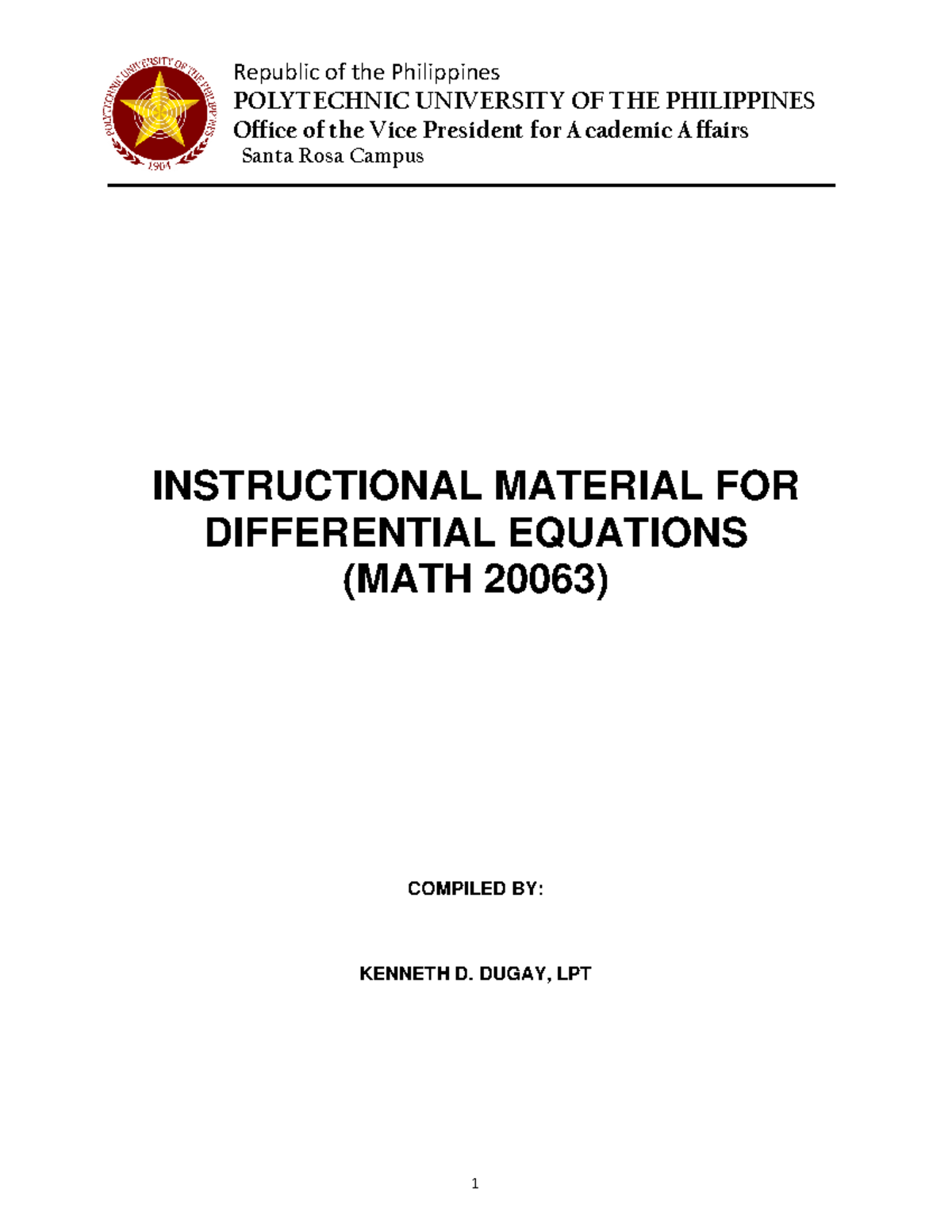 MATH 209 Module: Understanding Differential Equations - Student Guide ...