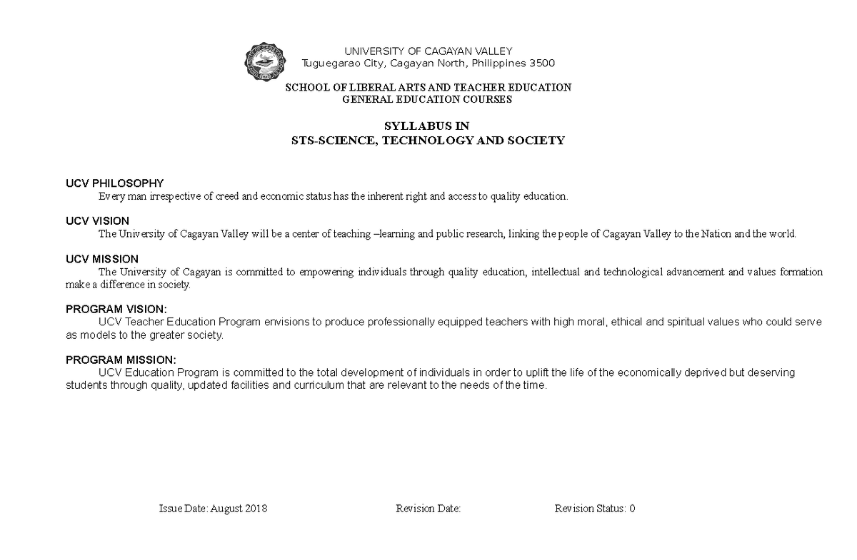 NGEC -Science Technology and Society - Tuguegarao City, Cagayan North ...