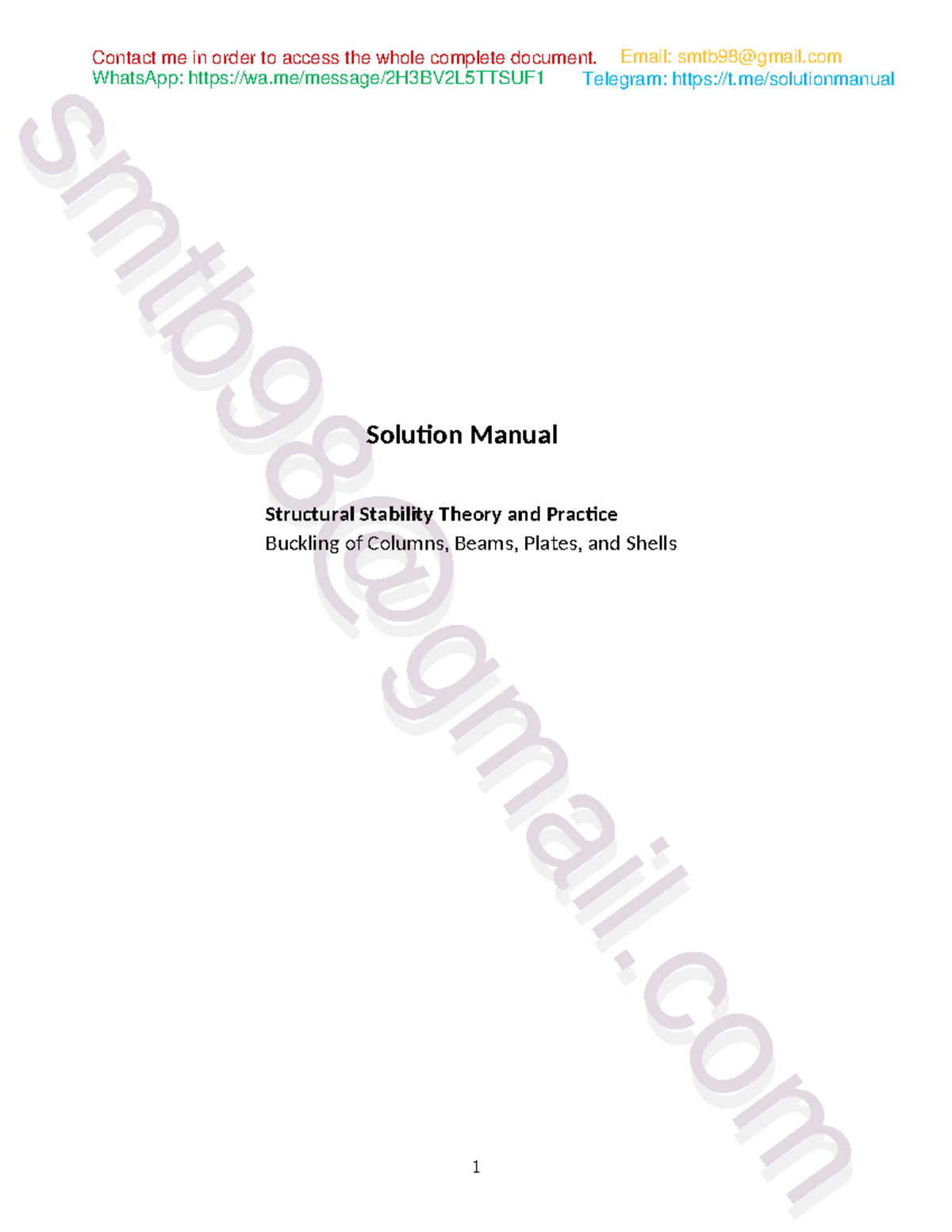 Solution Manual for Structural Stability Theory & Practice (STM-SS ...