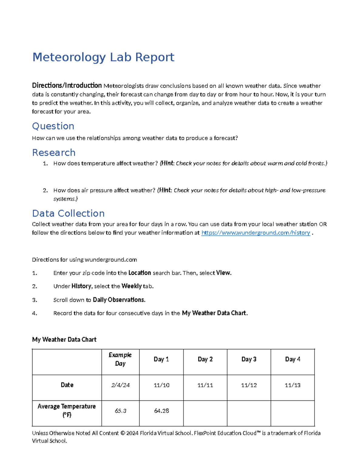 Meteorology Lab Report: Analyzing Weather Data for Forecasting - Studocu