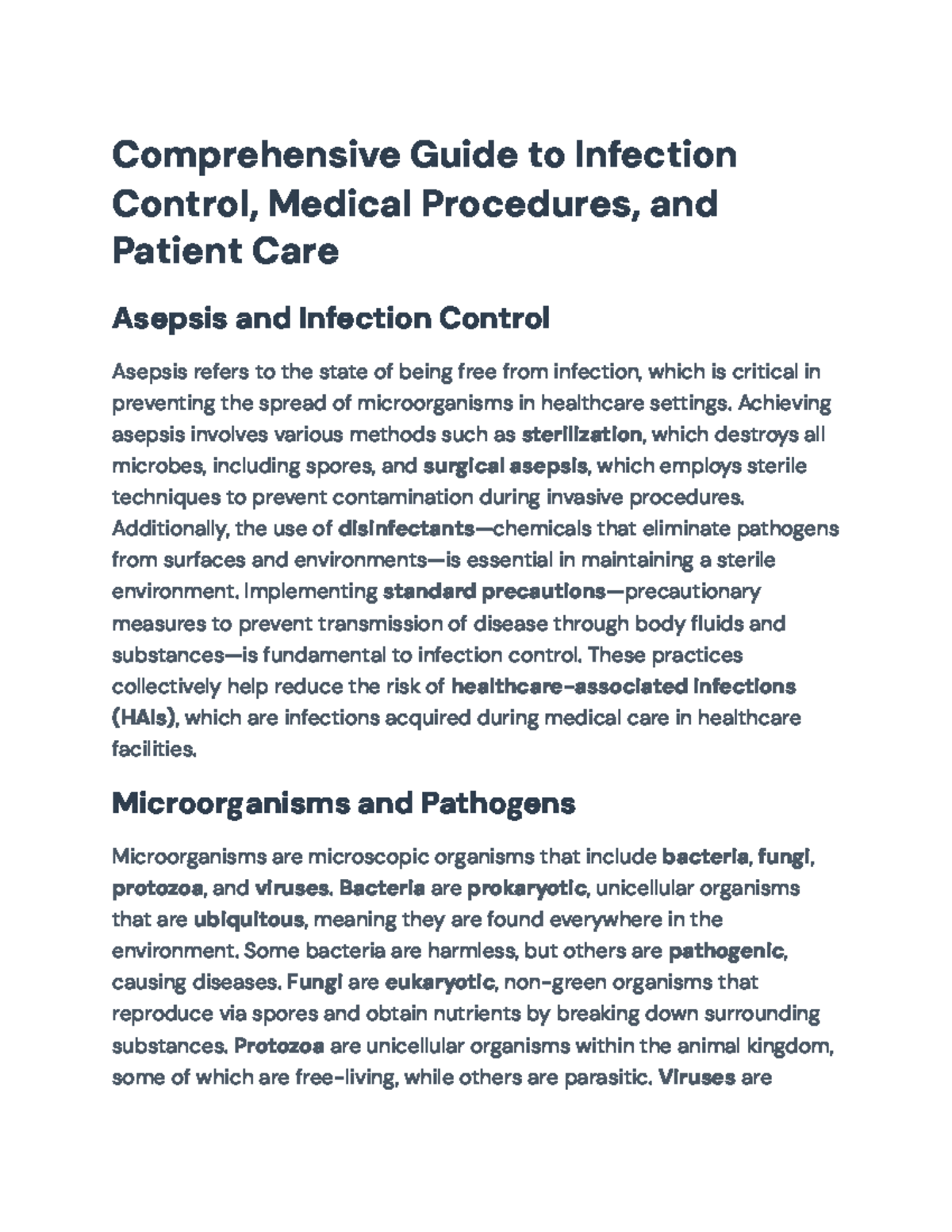 Comprehensive Infection Control & Patient Care Guide (MED 101) - Studocu
