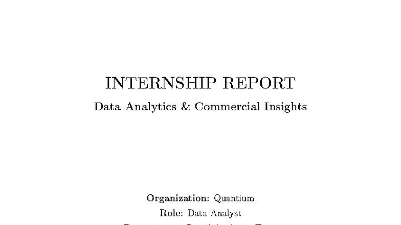 Internship Report: Data Analytics Insights at Quantium (CS231039) - Studocu