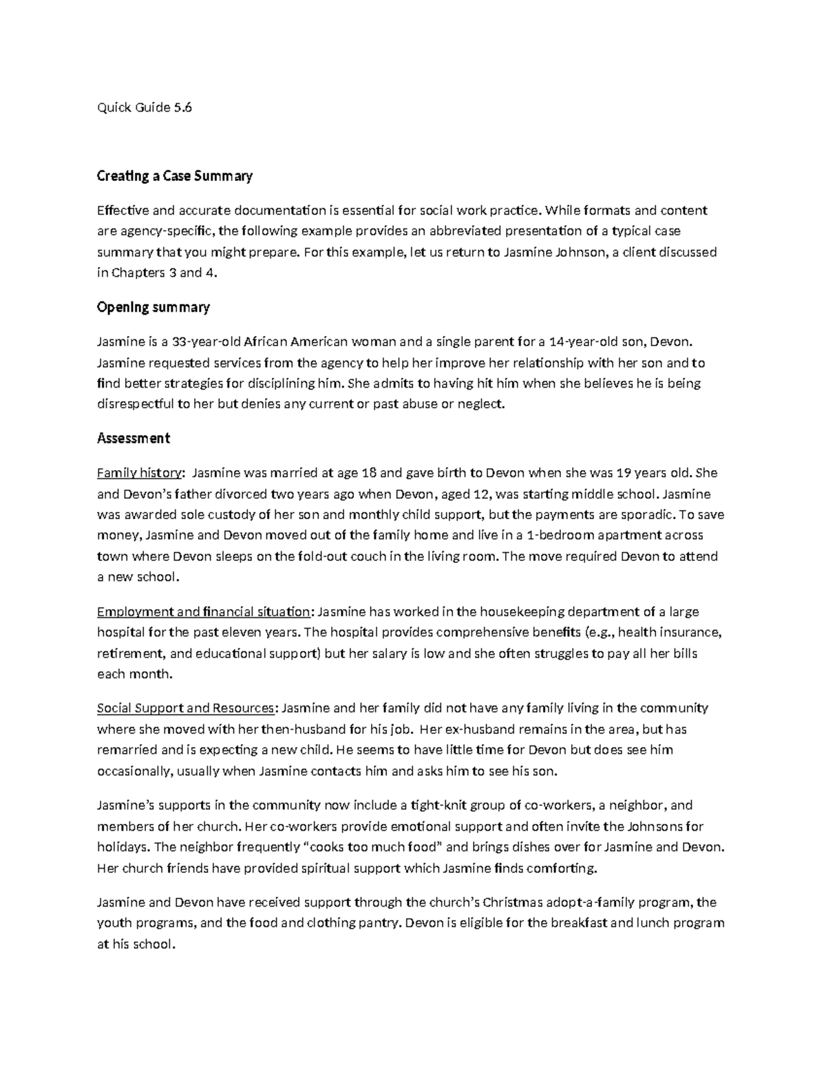 Case Summary Template for Social Work Practitioners - Studocu