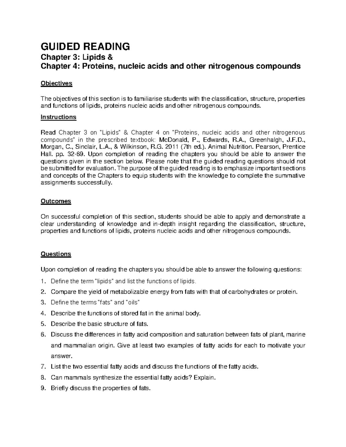 Guided reading Chapter 3&4 copy - GUIDED READING Chapter 3: Lipids ...