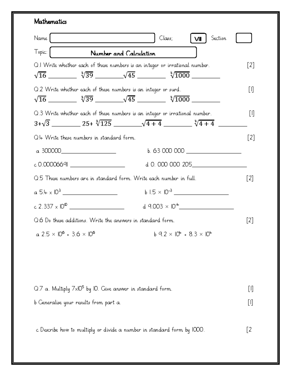 Mathematics G8 Formative Assessment 1: Integers & Standard Form - Studocu