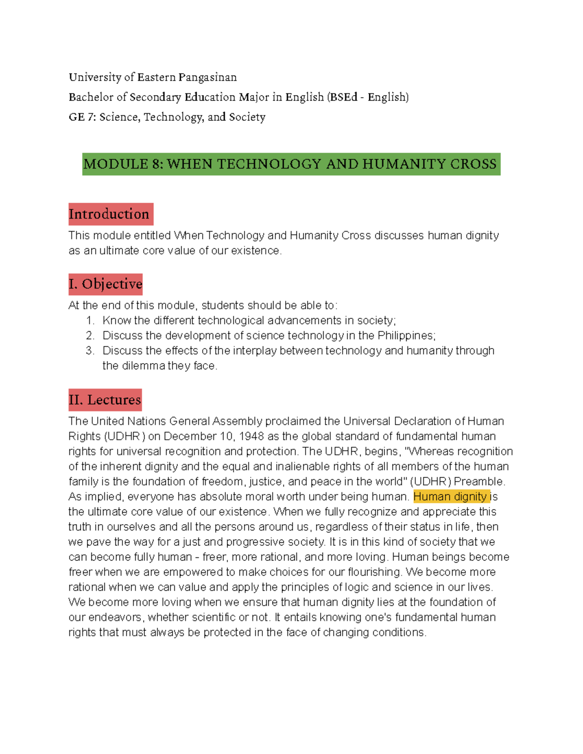 Module 8- WHEN Technology AND Humanity Cross - University of Eastern ...
