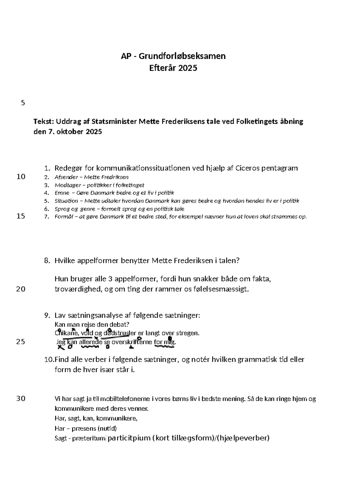AP Grundforløbseksamen Efterår 2025: Analyse af Mette Frederiksens Tale ...