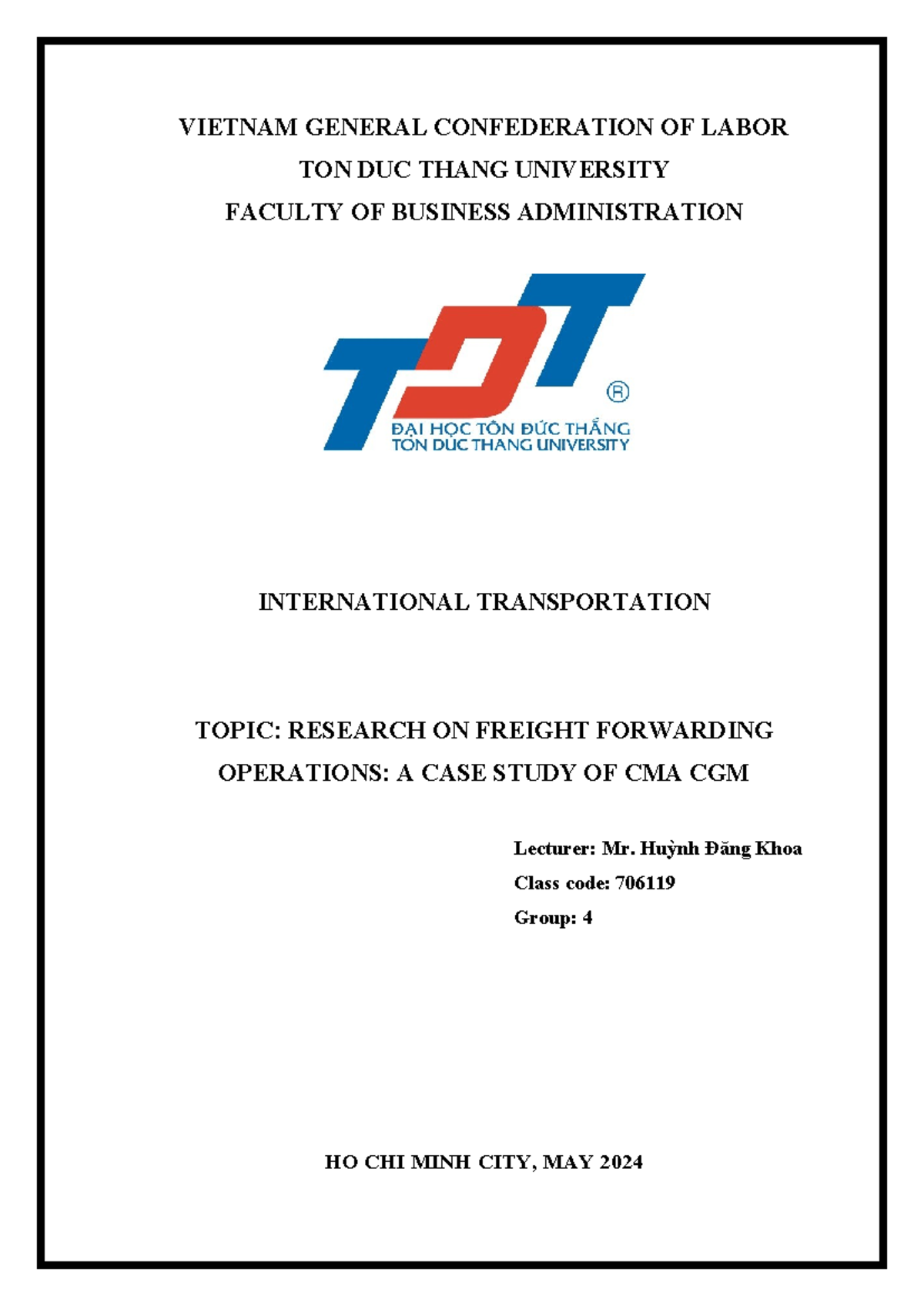 CMA CGM Freight Forwarding Operations: A Case Study (706119) - Studocu
