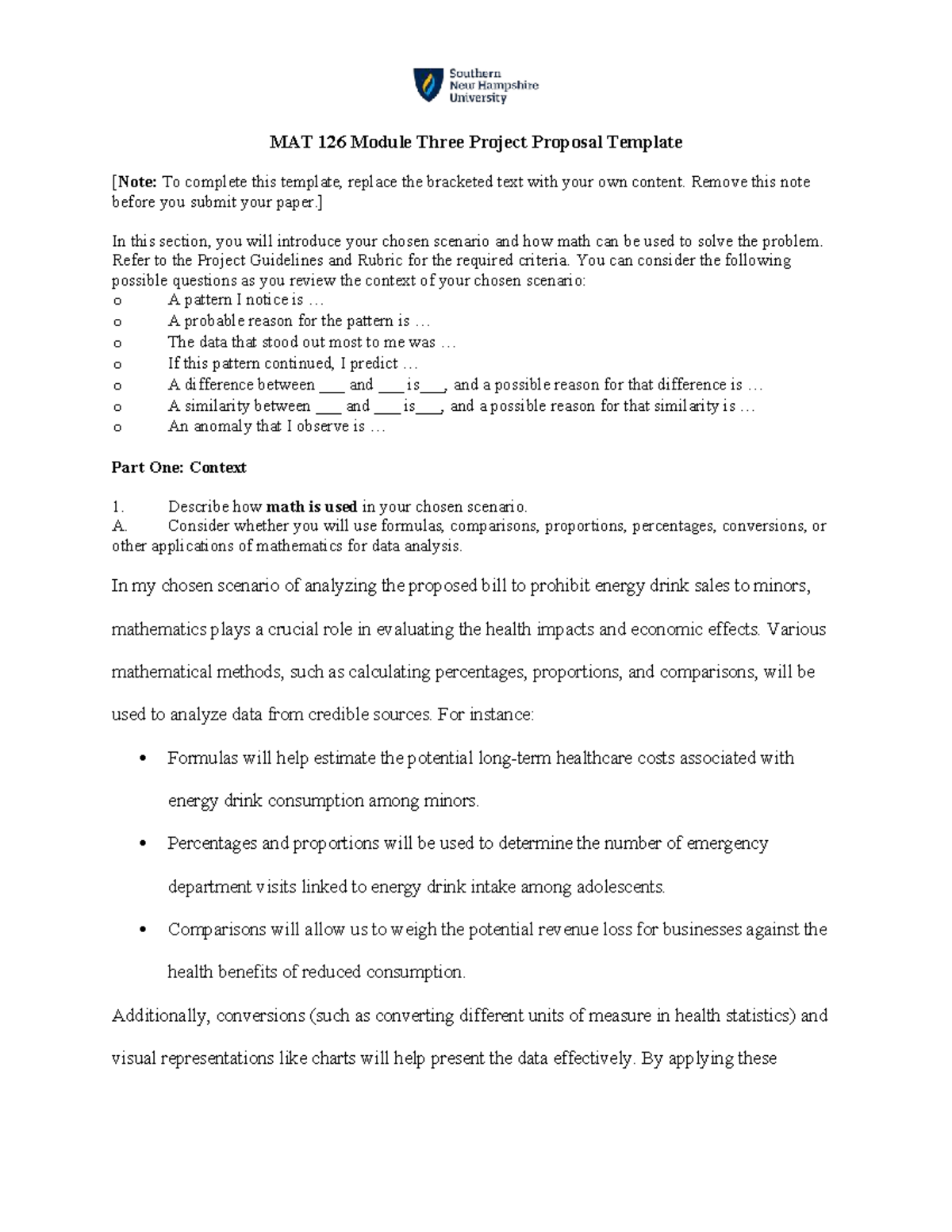 MAT 126 Module Three Project Proposal: Analyzing Energy Drink ...