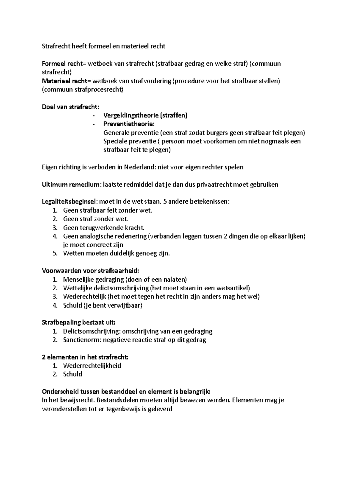 Strafrecht aantekeningen en kernconcepten voor studie (SR 101 ...