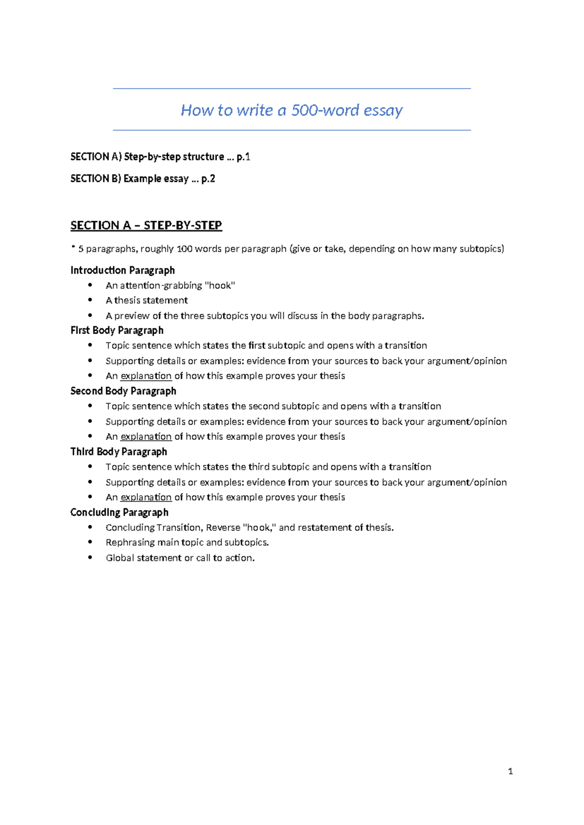 Essay Writing Guide: Structuring a 500-Word Assignment Essay - Studocu