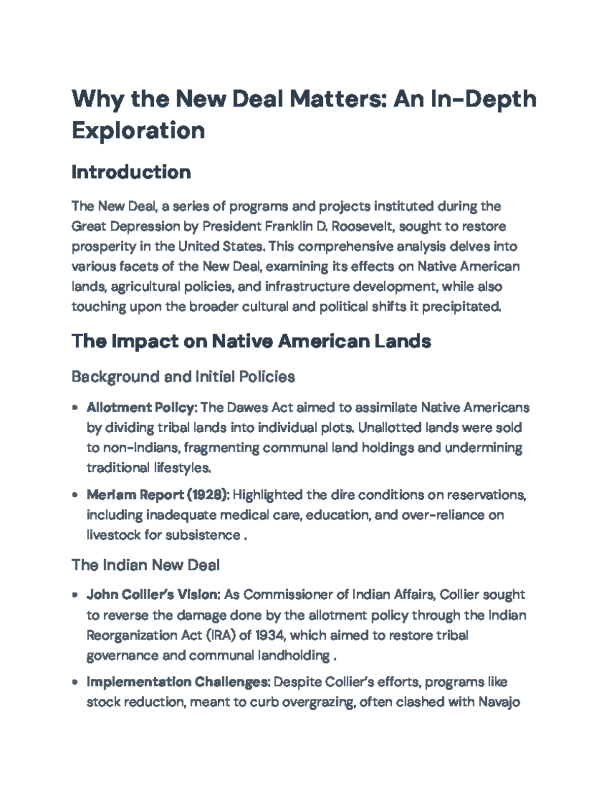 New Deal Analysis: Impact on Native American Lands & Infrastructure ...