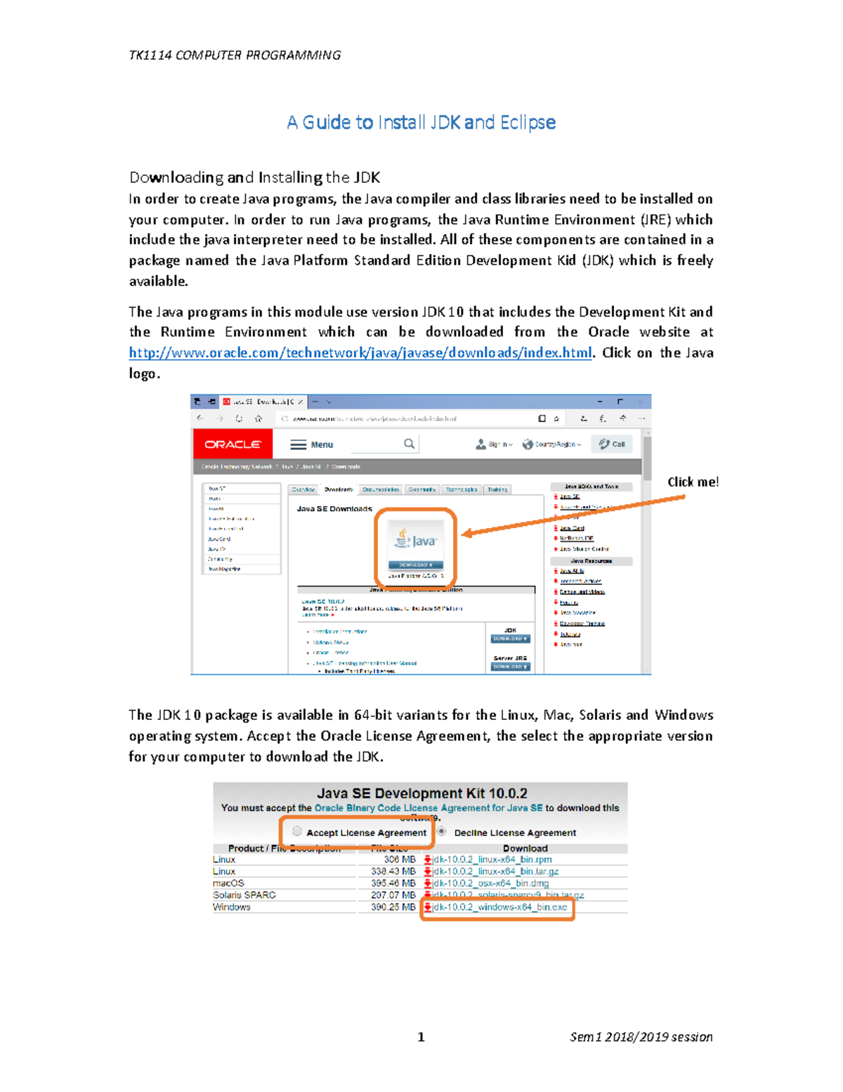 A Guide to Install JDK and Eclipse - TK1114 COMPUTER PROGRAMMING A ...