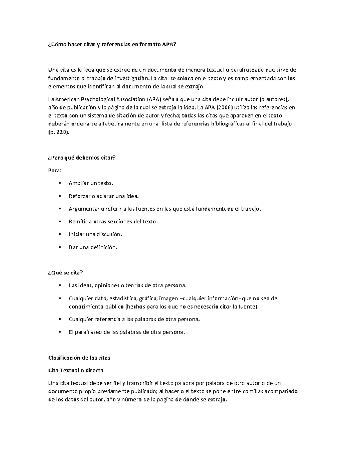 Cómo hacer citas y referencias en formato APA - ¿Cómo hacer citas y ...