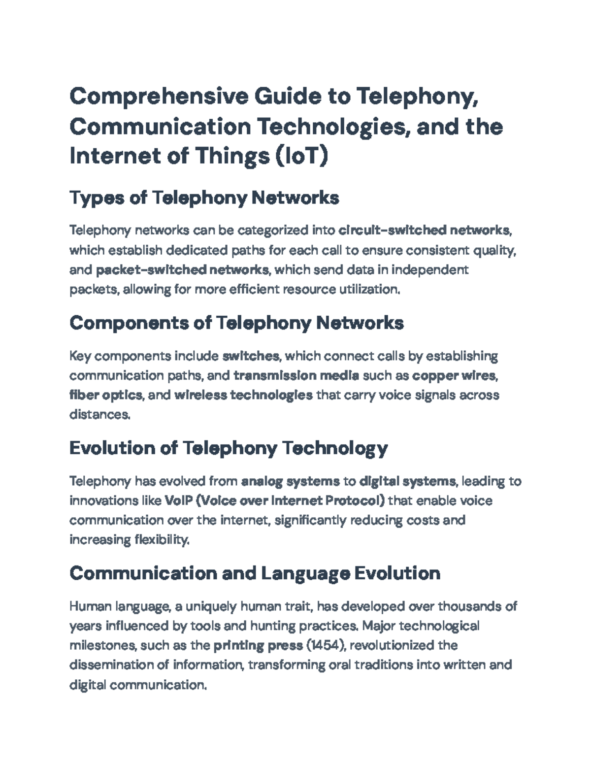 Comprehensive Guide to Telephony Systems & Communication Tech (CT101 ...