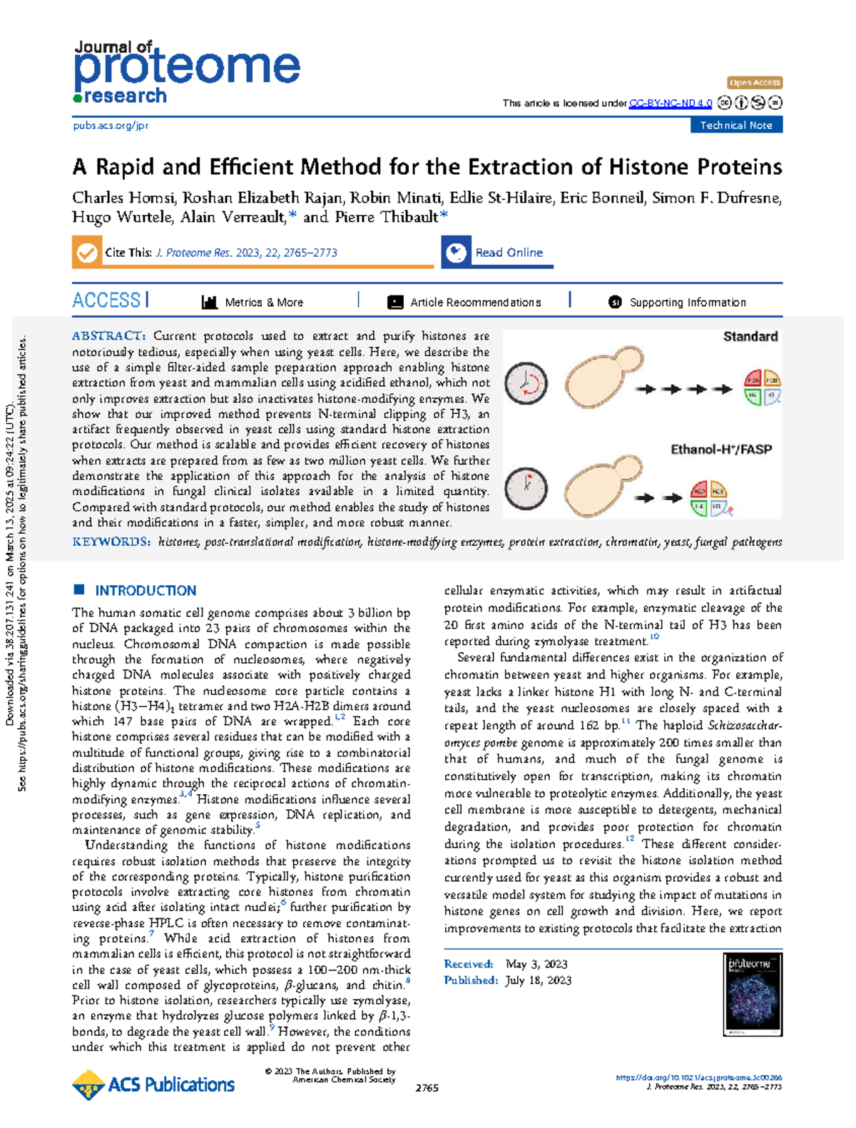 A Rapid Method for Histone Protein Extraction from Yeast Cells - Studocu
