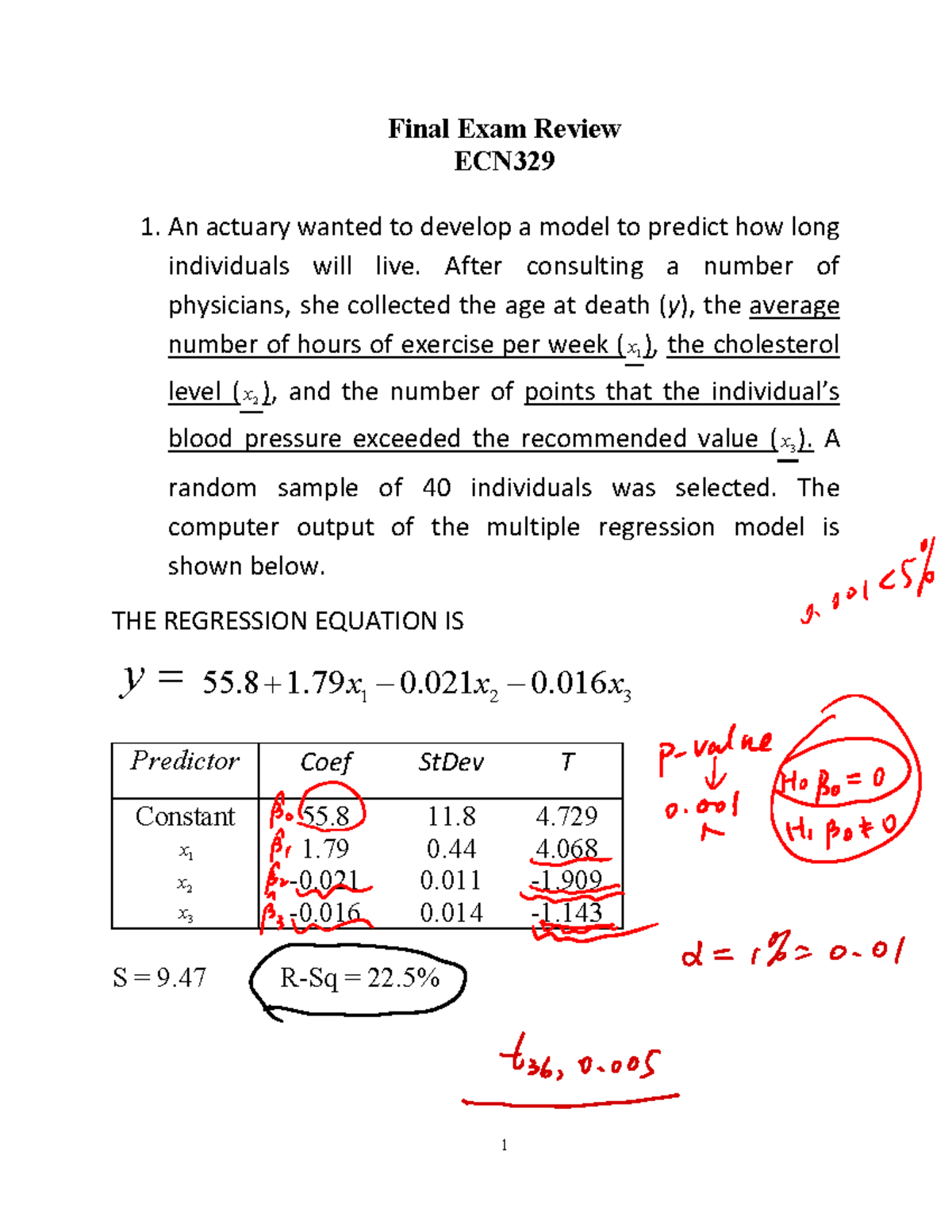 Final Exam Review Solutions ECN329 - Studocu