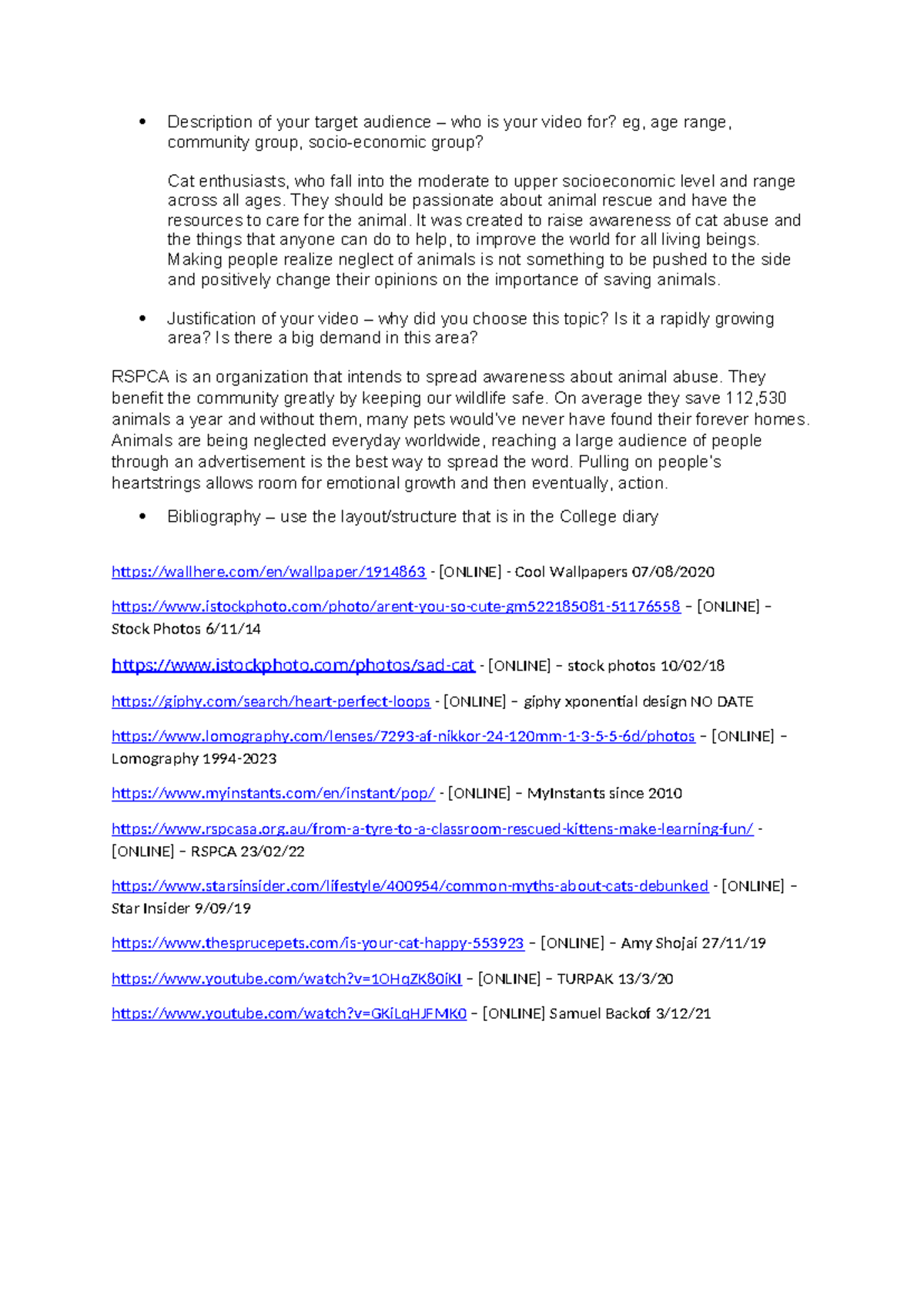 Target Audience Analysis for Animal Rescue Video Campaign - Studocu