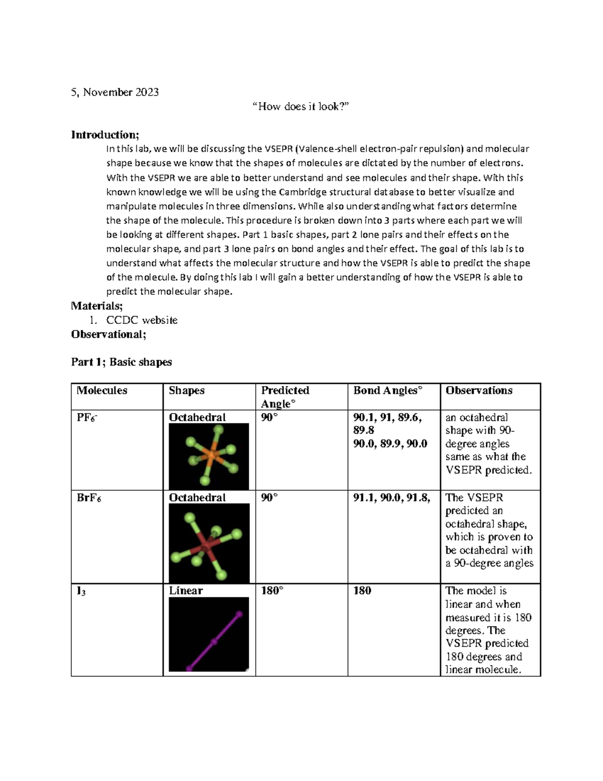 VSEPR Theory Lab: Understanding Molecular Shapes and Electron Repulsion ...