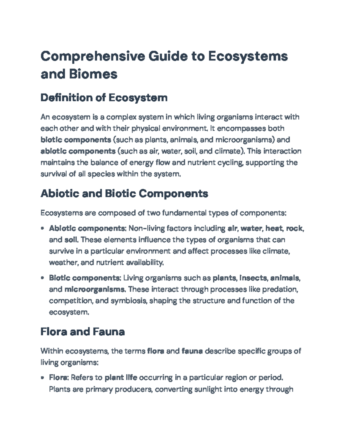 Comprehensive Overview of Ecosystems & Biomes: Adaptations & Threats ...