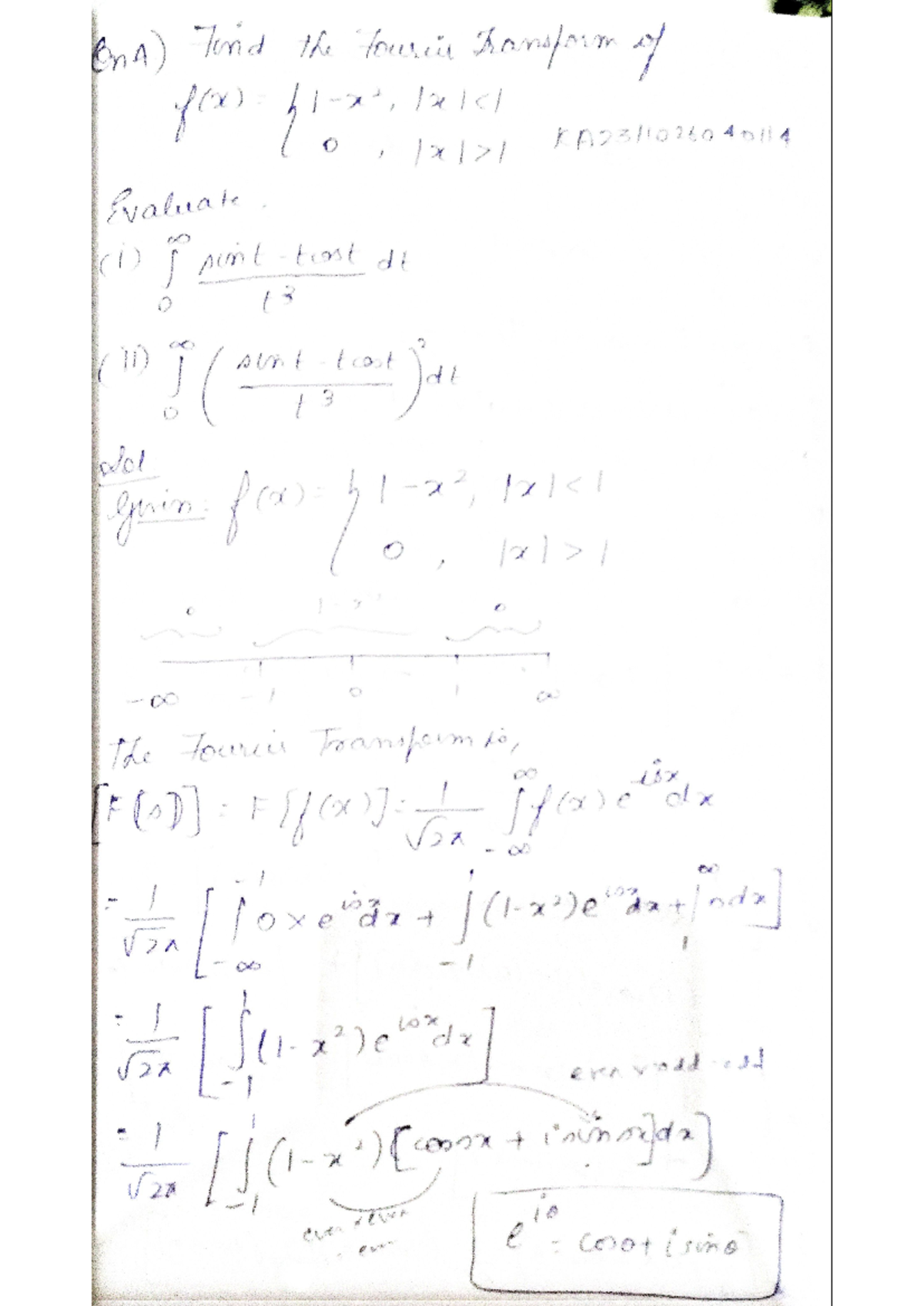 Math inverse Fourier series - (nA) Find the tourie Transform of fox ...