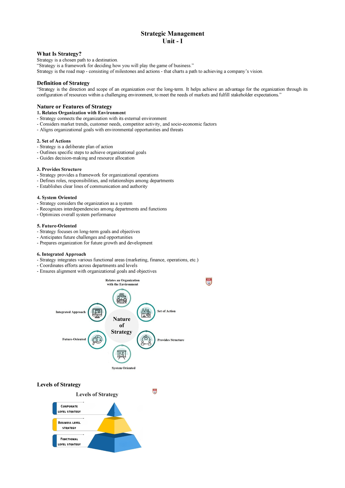 SM Unit-II - Strategic Management: Concepts and Frameworks - Studocu