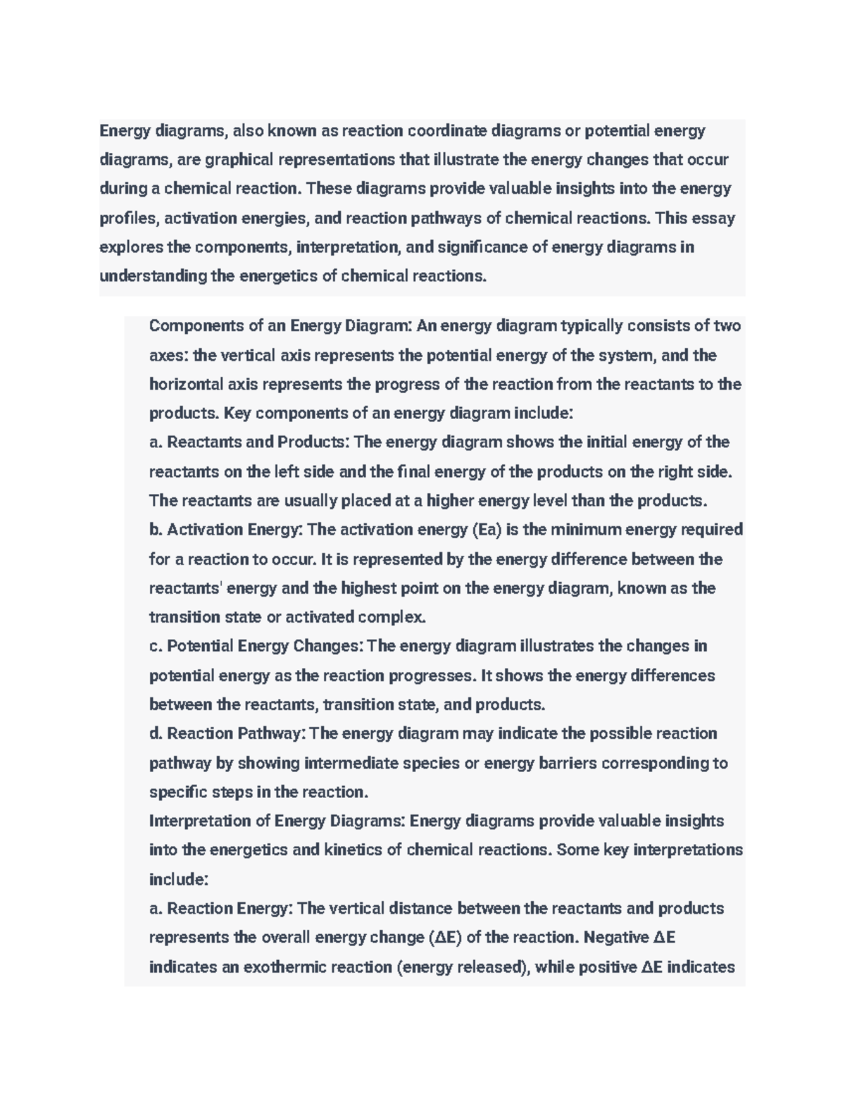 Unit 6: Understanding Energy Diagrams in Chemical Reactions - Studocu
