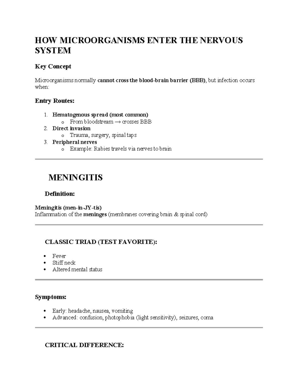 Chapter 17 Micro Notes: Microorganisms & Nervous System Infections ...