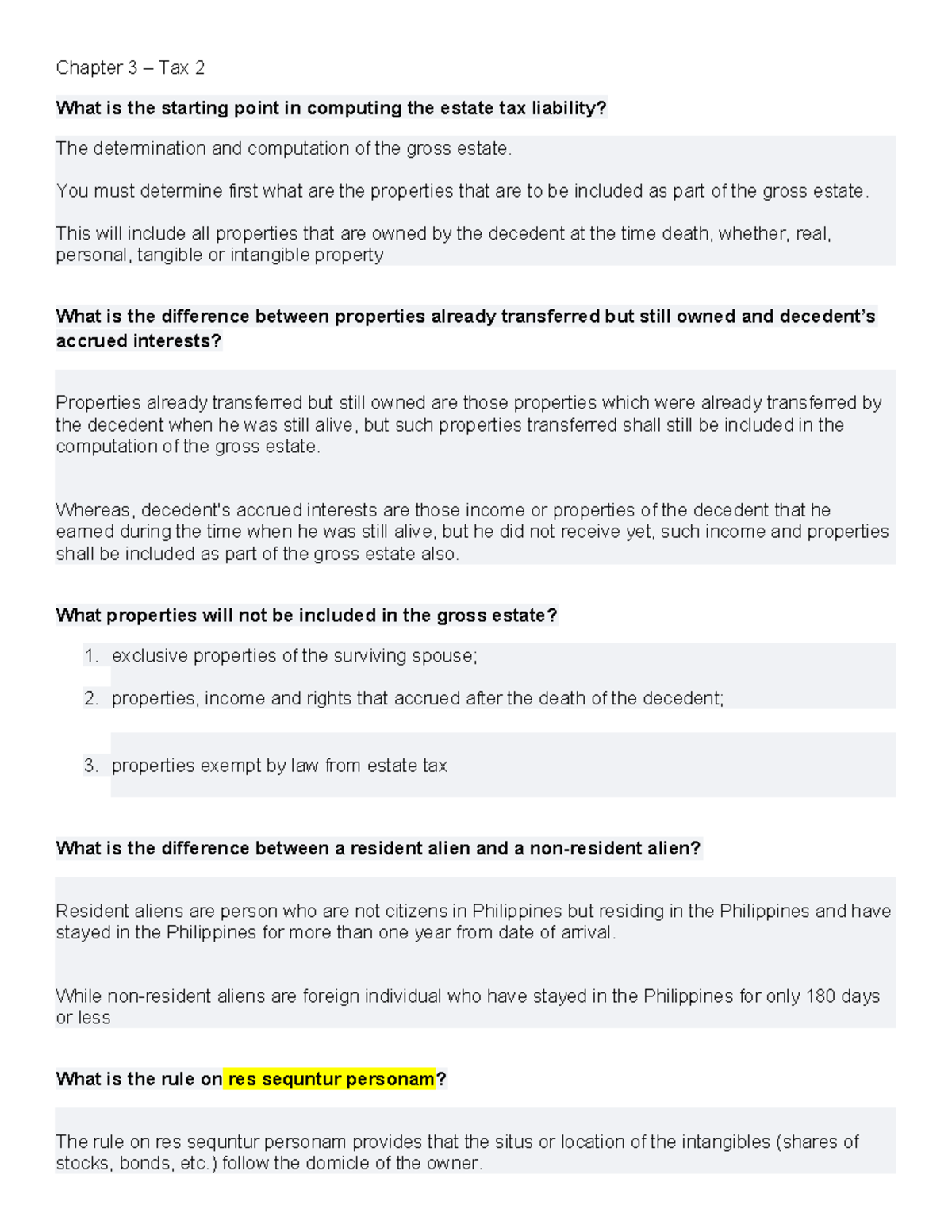 Chapter 3 - Understanding Gross Estate and Estate Tax Computation - Studocu