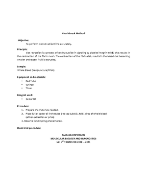 Lee and White Method - Lee and White Method Objective: To determine ...