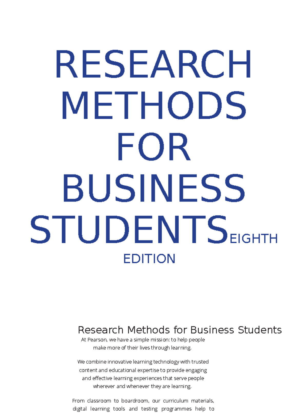 Research methods for business students - RESEARCH METHODS FOR BUSINESS ...