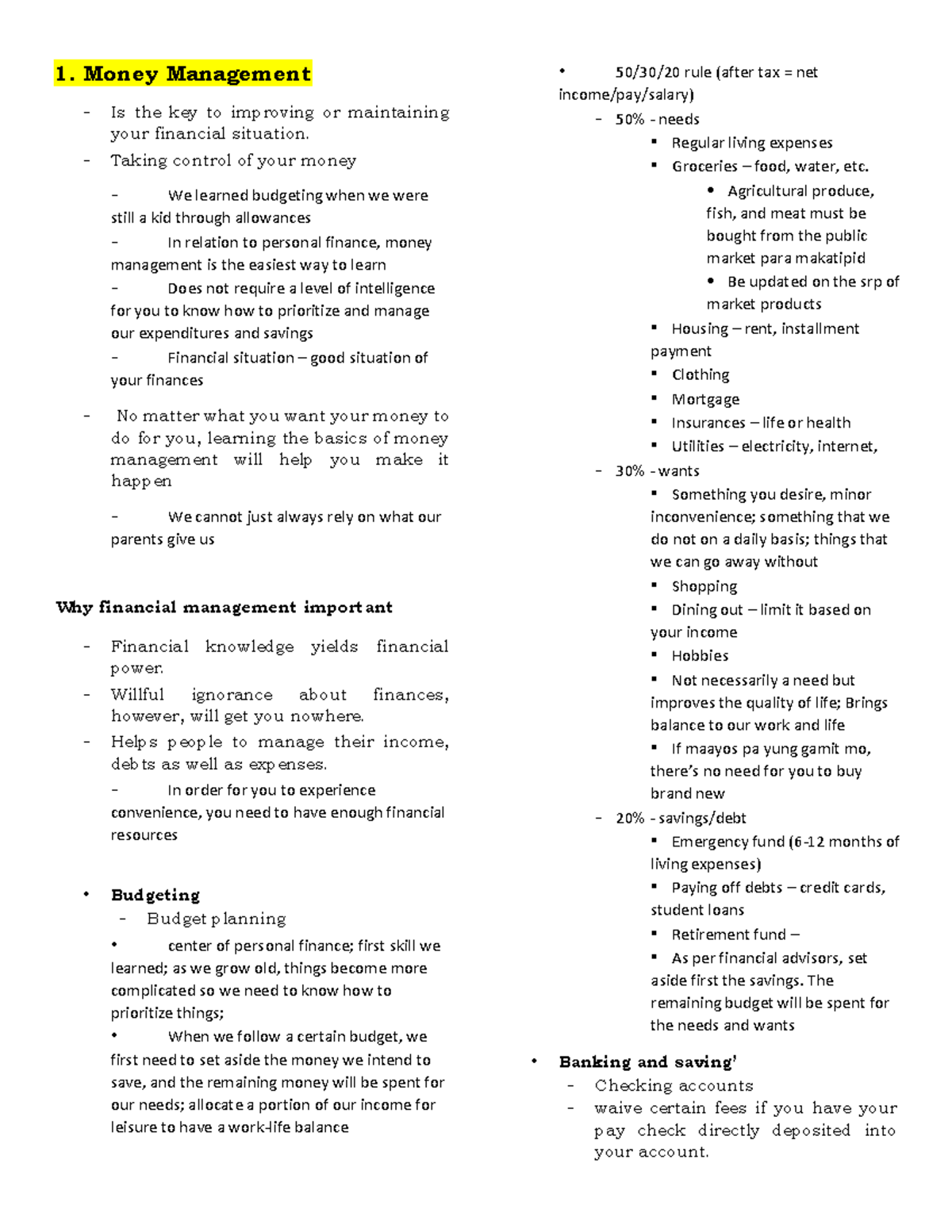 Personal Finance Module: Key Concepts in Money and Debt Management ...