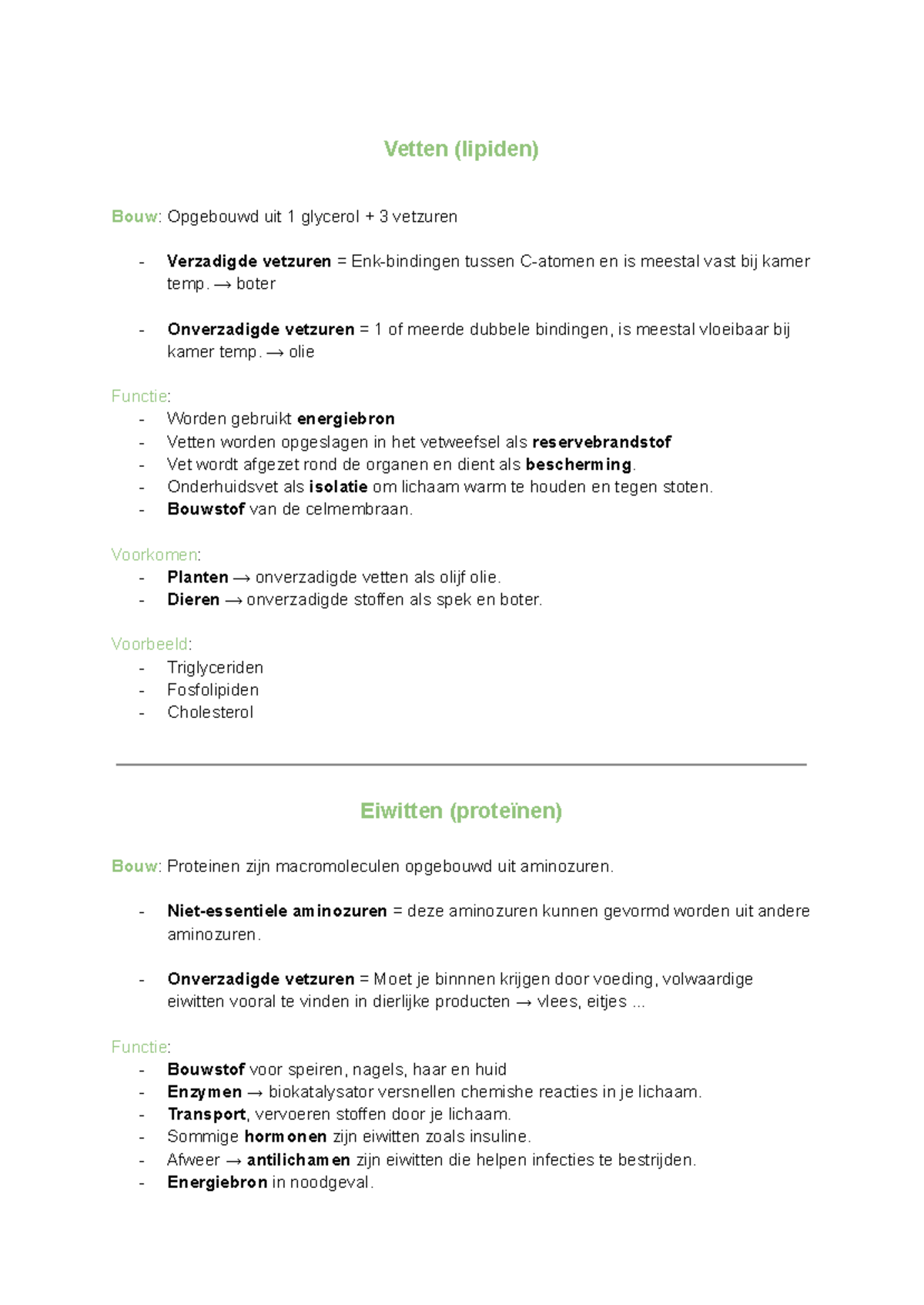 Biologie 101: Biomoleculen en Hun Functies in het Lichaam - Studocu