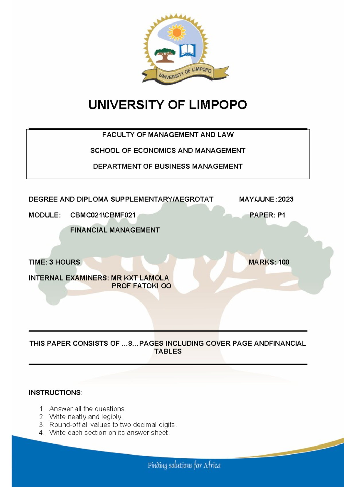 Mid-Year 2023 Exam Paper: Financial Management (CBMC021/CBMF021) - Studocu