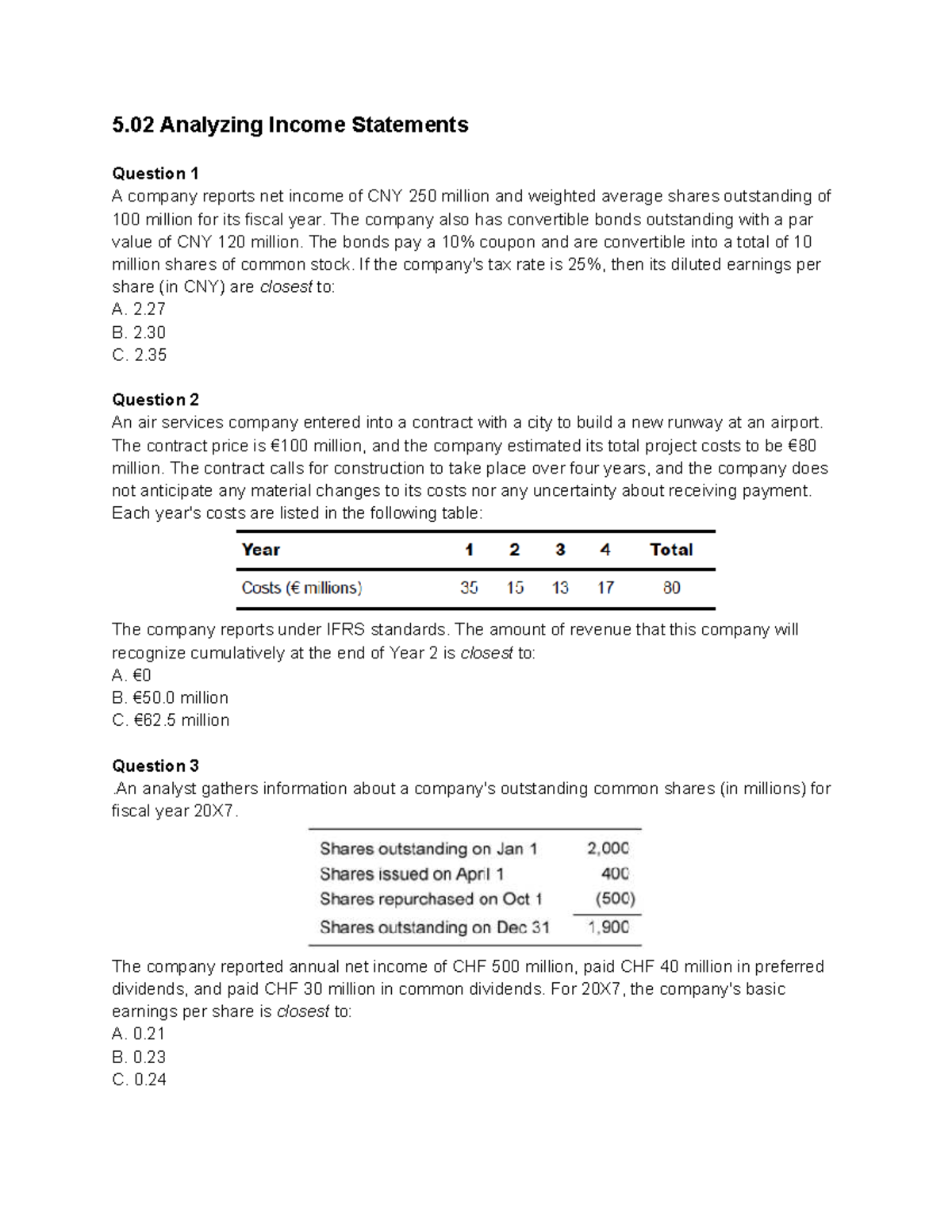 5.02 Analyzing Income Statements: Key Questions and Answers - Studocu
