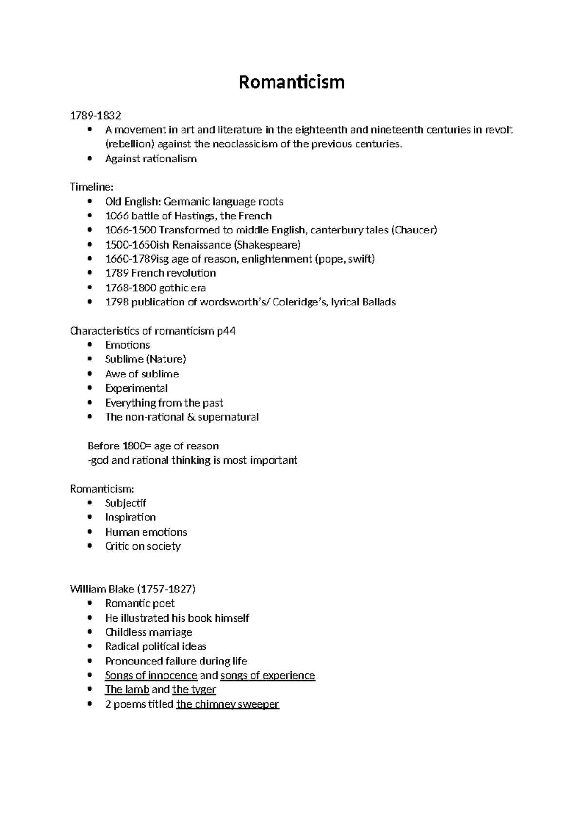 Engels Literature V5: Romanticism and Its Key Themes - Studeersnel