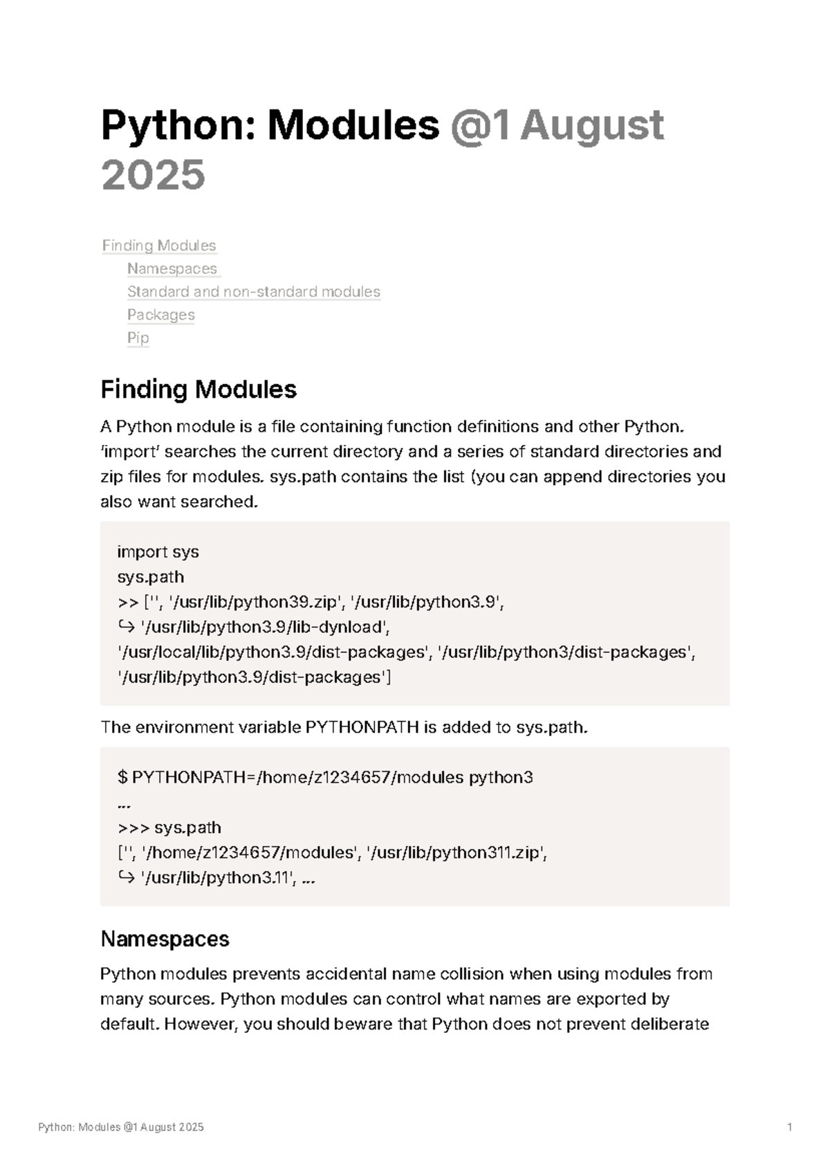 Python: Modules Overview and Package Management (Aug 2025) - Studocu