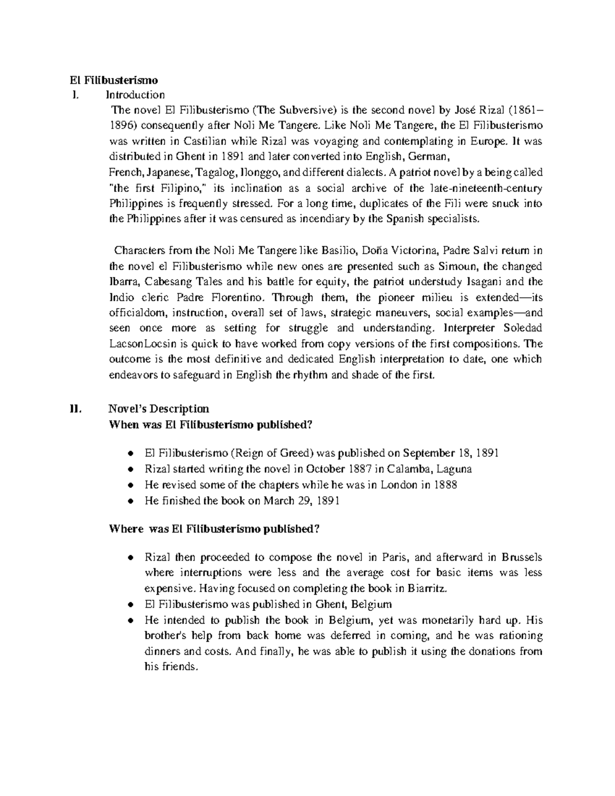8. El Filibusterismo: A Comprehensive Study of Rizal's Novel - Studocu