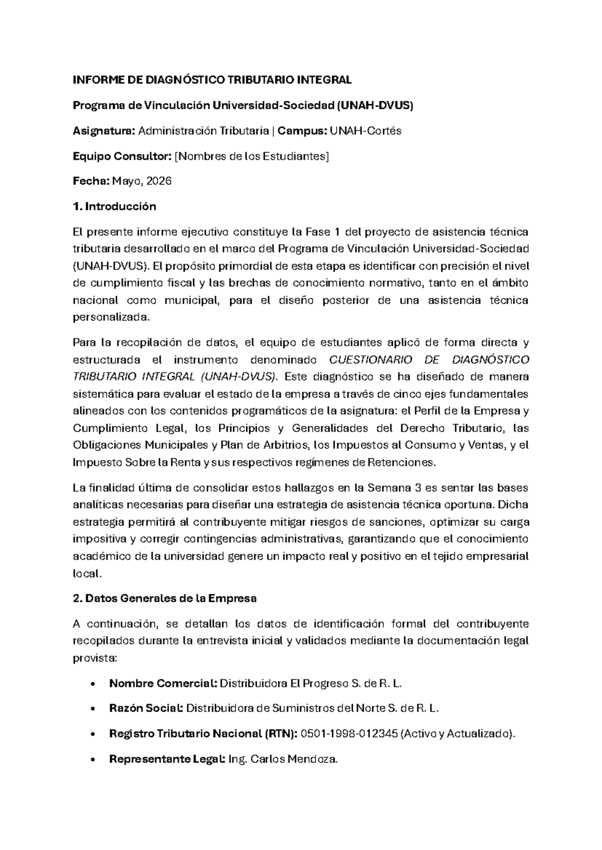 INFORME DE DIAGNÓSTICO TRIBUTARIO INTEGRAL - ADMINISTRACIÓN TRIBUTARIA ...