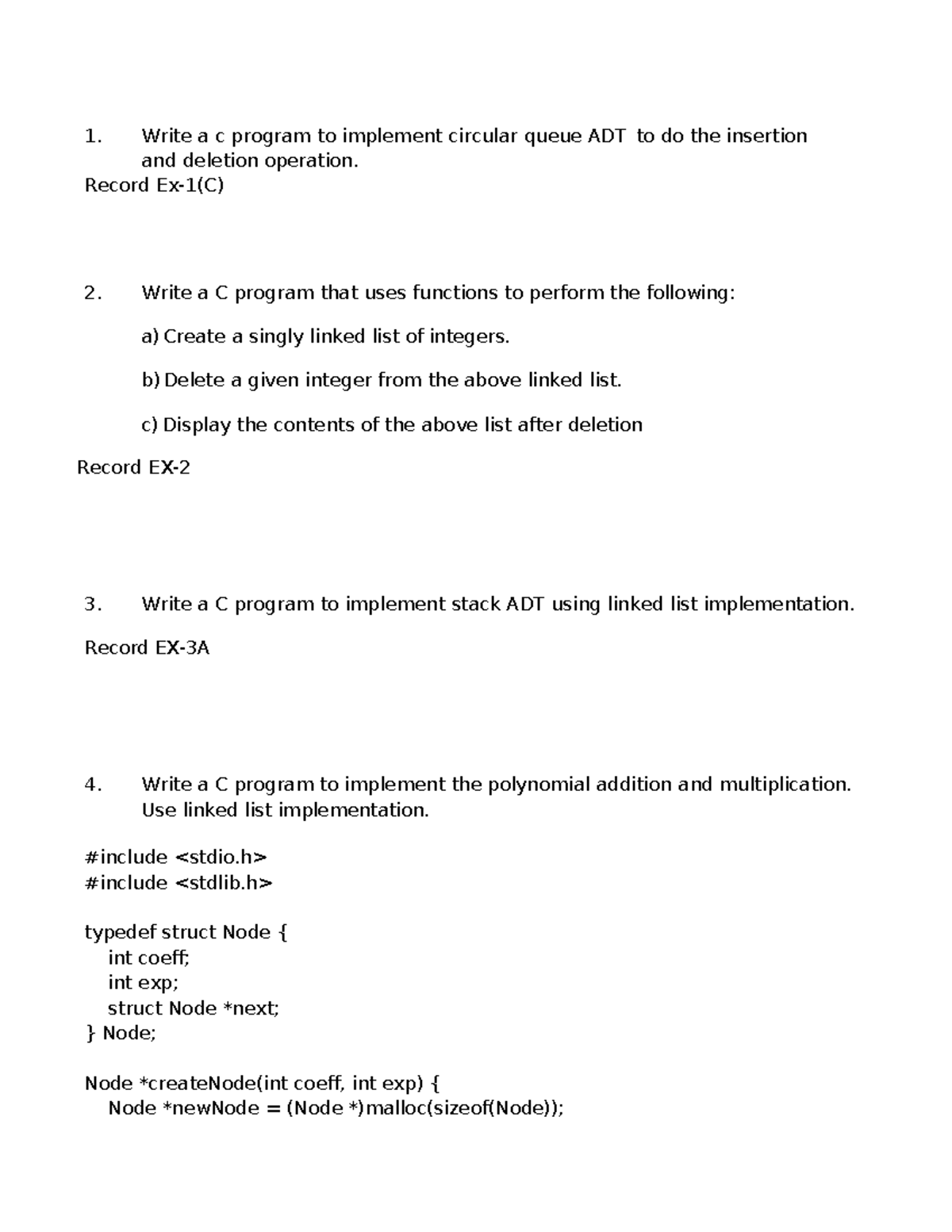 C Programming for Data Structures: ADTs, Algorithms & Operations - Studocu