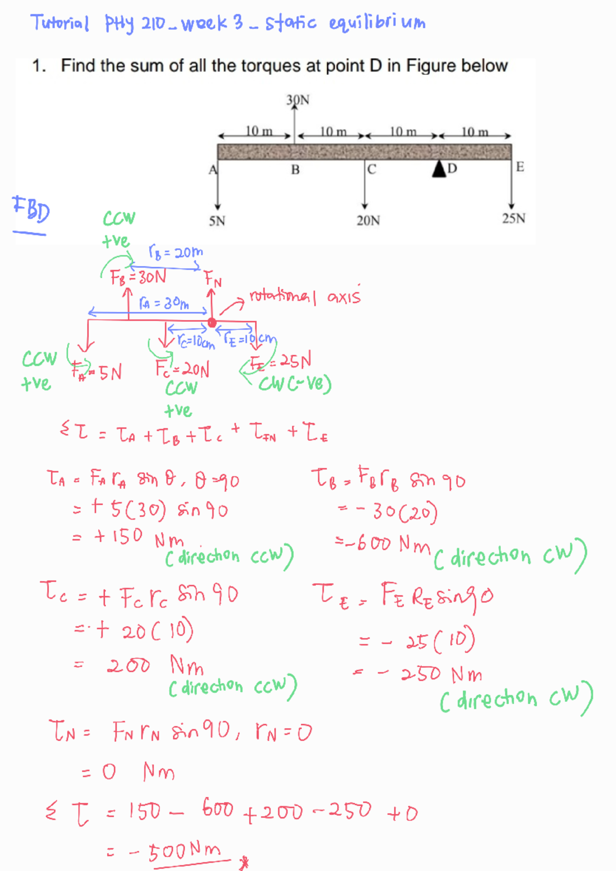 Solution WEEK 3 Tutorial PHY210 Chapter 2 - Tutorial PHy week static ...