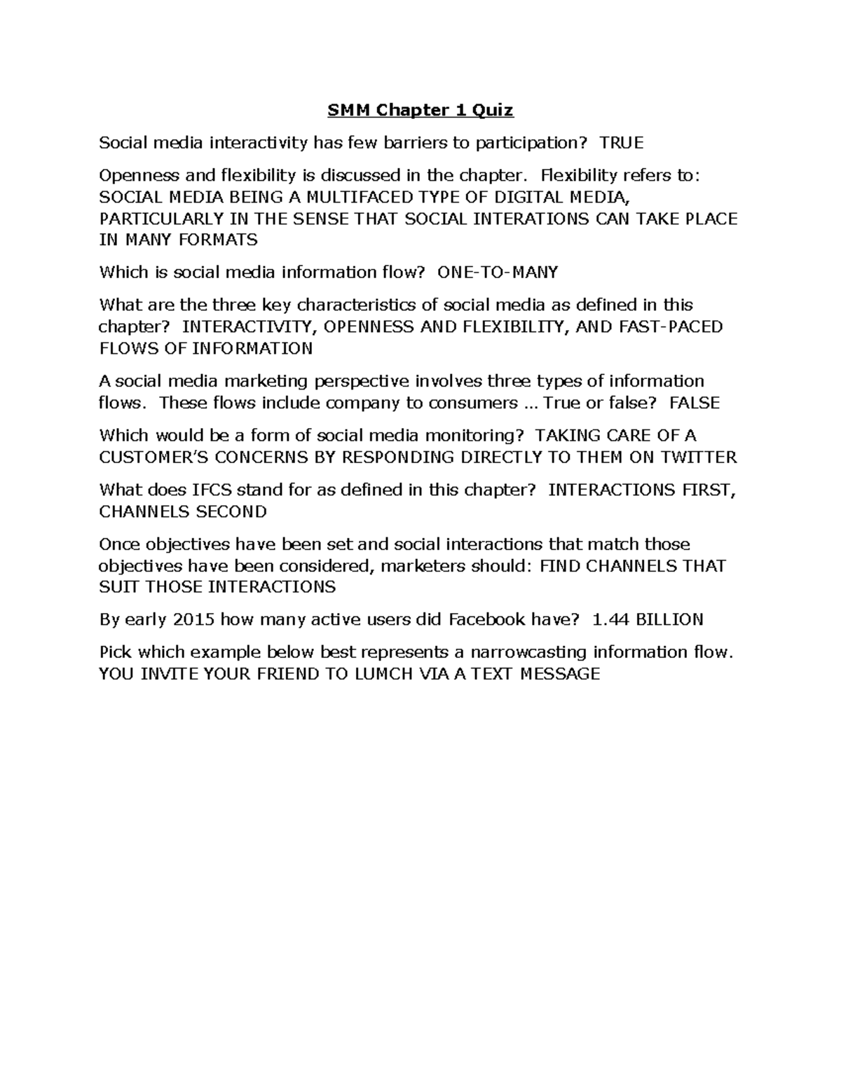 Social Media Marketing Chapter Quiz Review (SM123) - Studocu