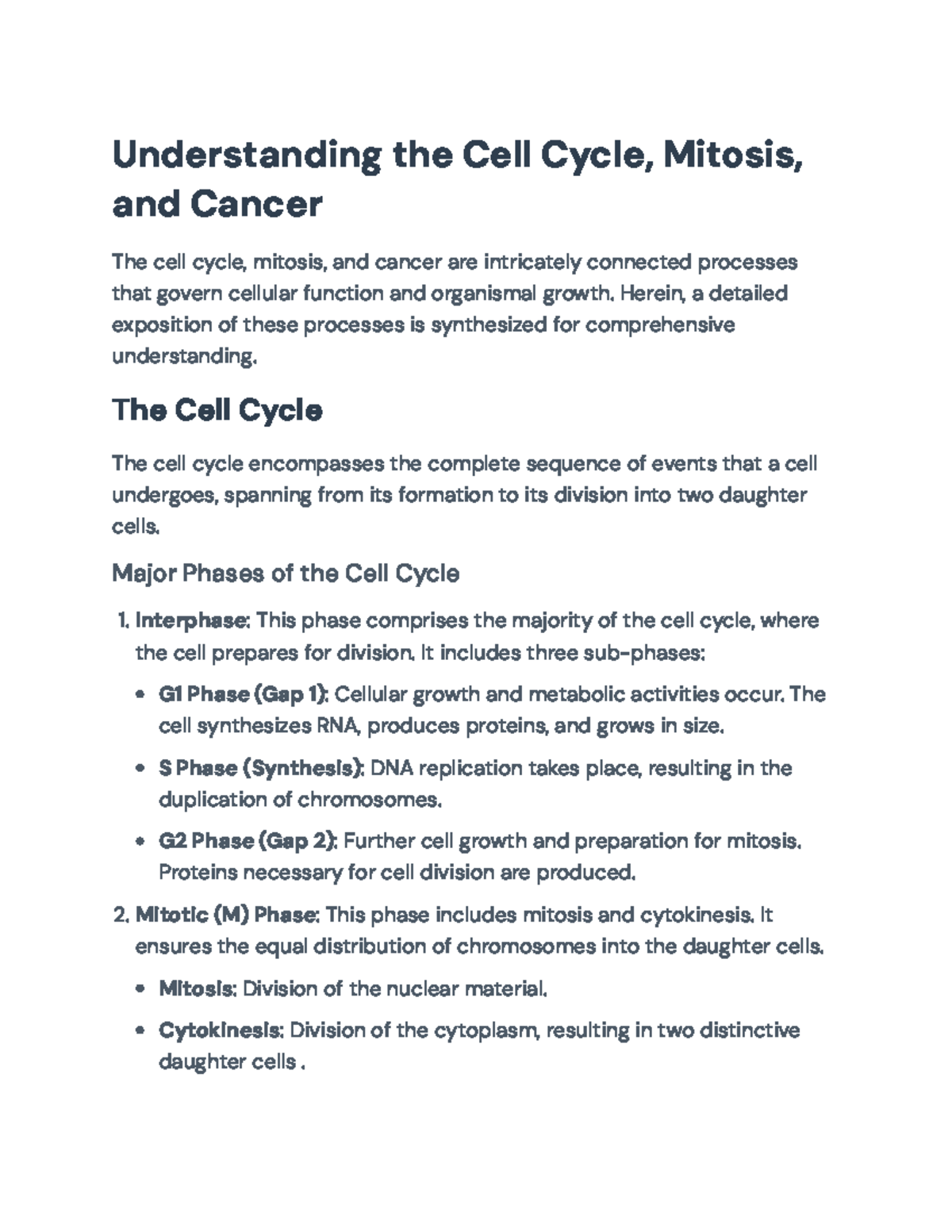 Cell Cycle, Mitosis, and Cancer: Key Processes Explained ...
