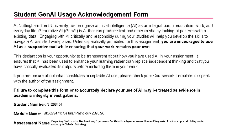 Student Gen AI Usage Acknowledgement Form - Student GenAI Usage ...