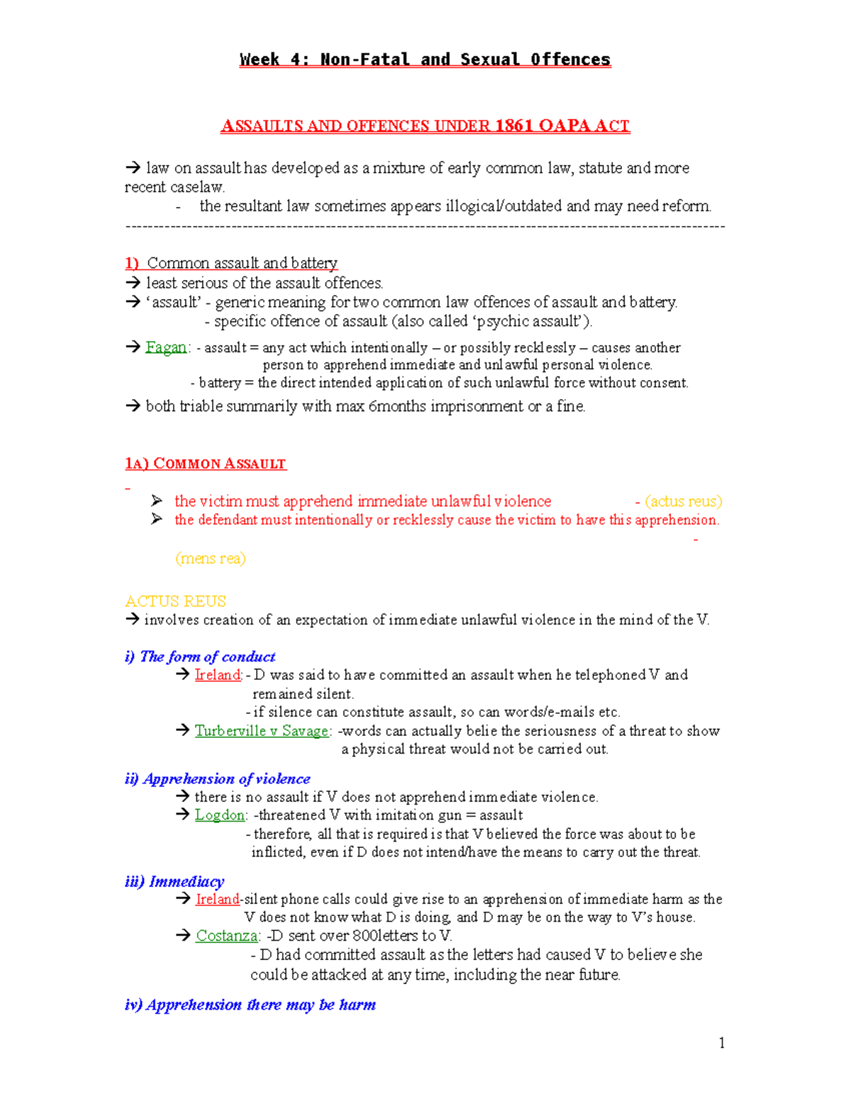 4 Assault, Consent and Sexual Offences - A SSAULTS AND OFFENCES UNDER ...