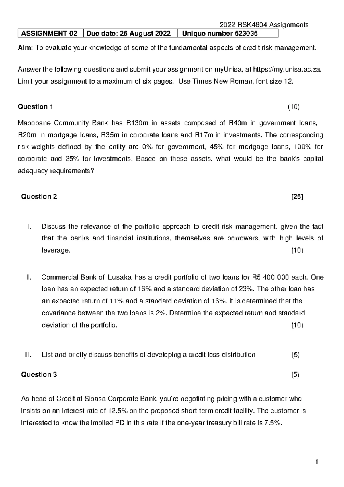 RSK4804 Assignment 2 Memo 2025: Credit Default Swaps Analysis - Studocu